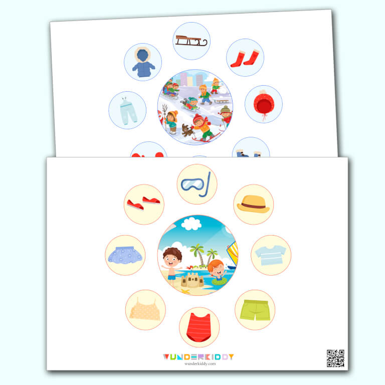 Seasonal Clothes Printable Activities for Kids