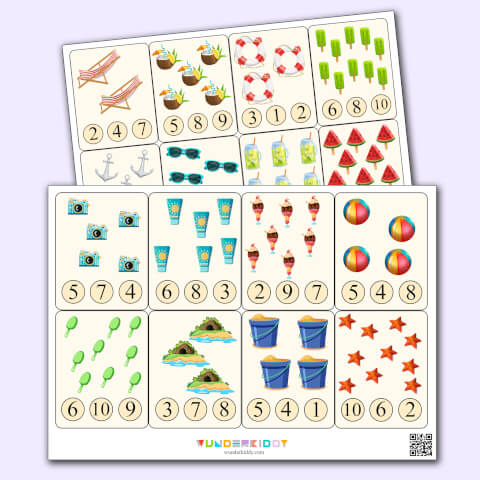 Activity sheet «Summer count up to 10» - Download or print for free