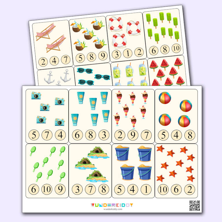 Activity sheet «Summer count up to 10» - Download or print for free