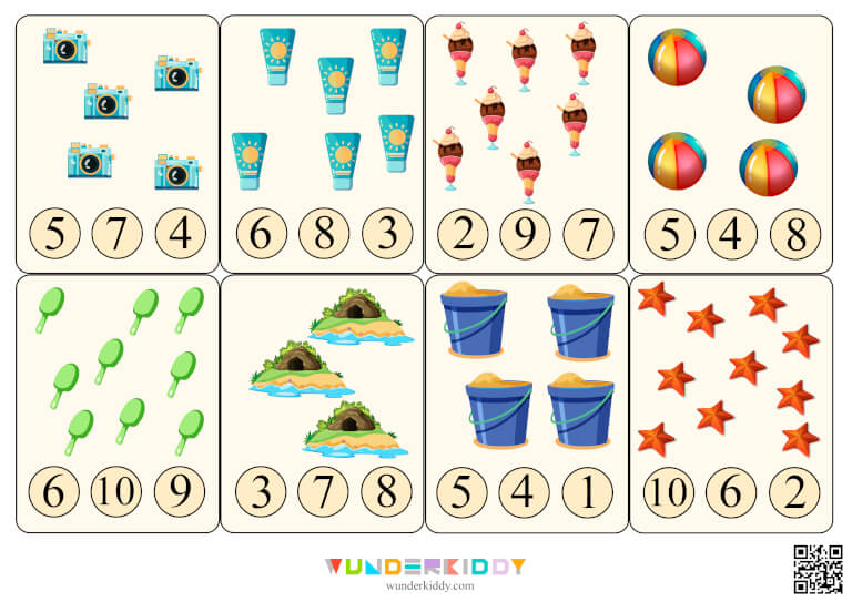 Activity sheet «Summer count up to 10» - Download or print for free