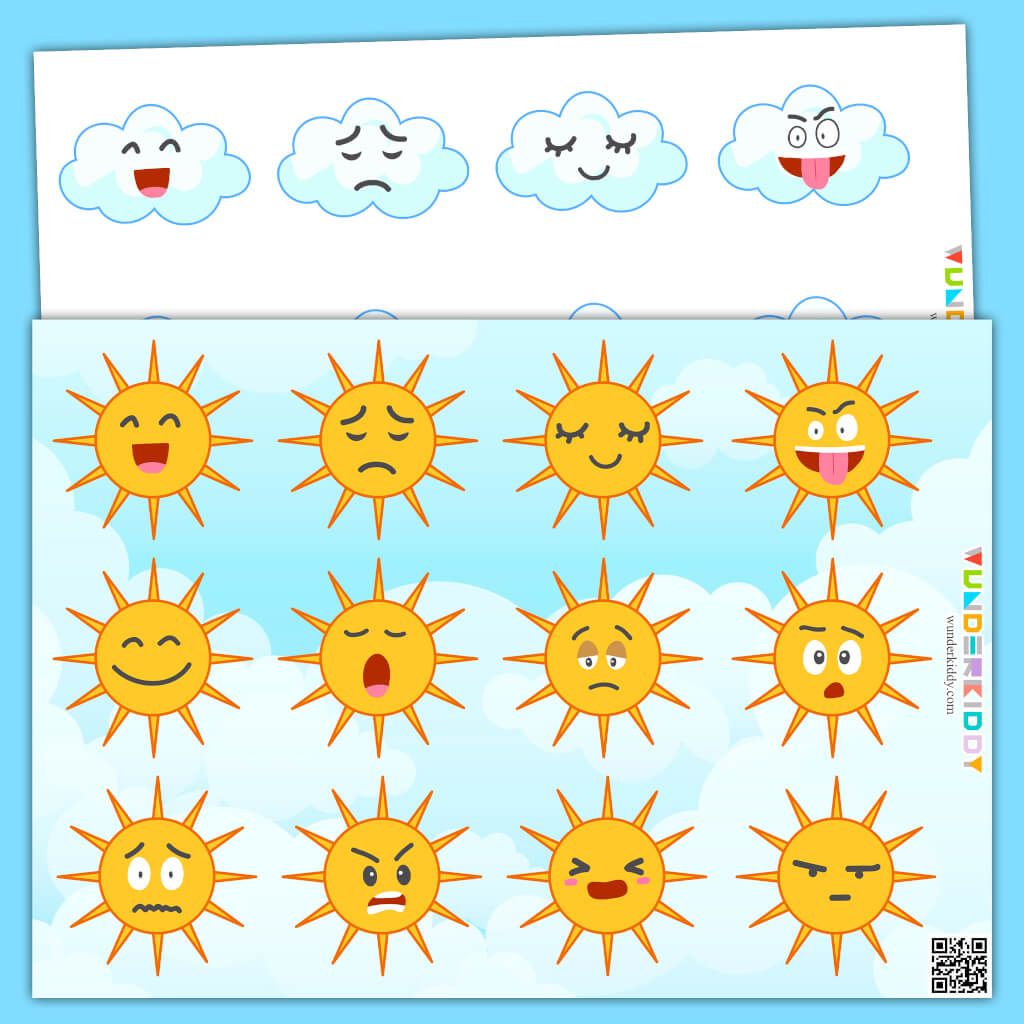 Printable Sun and Cloud Emotions Matching Busy Book for Toddlers