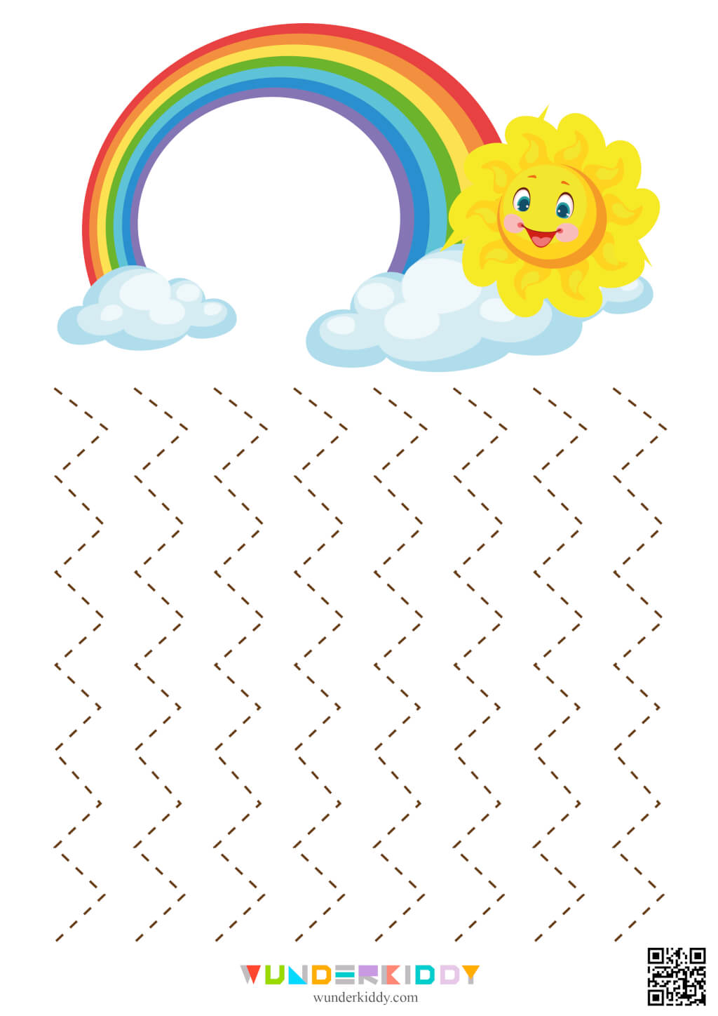 Worksheets «Sun and rainbow» - Download or print for free