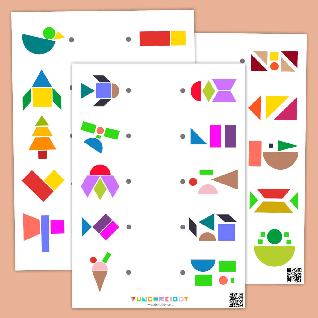 Printable Geometric Shape Matching Puzzle for Preschoolers
