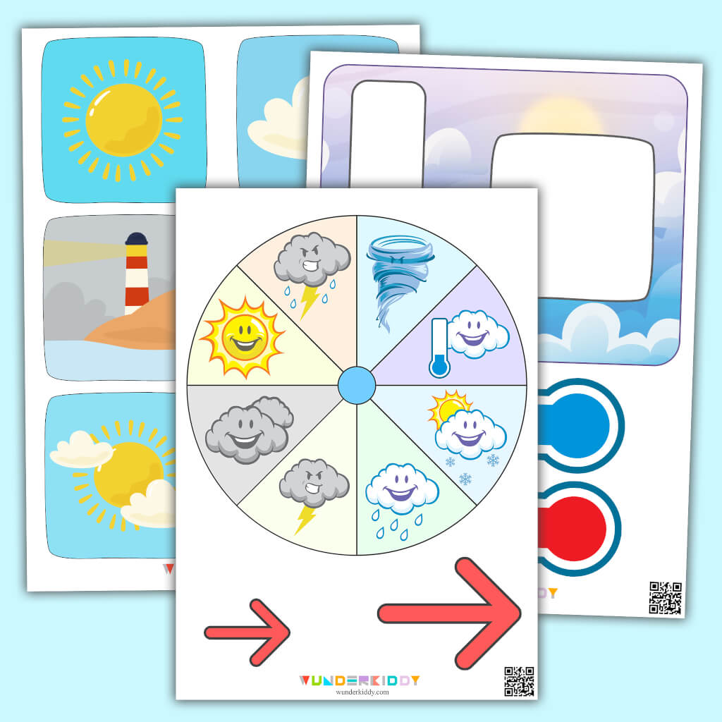 Printable Today's Weather Display Chart for Kindergarten