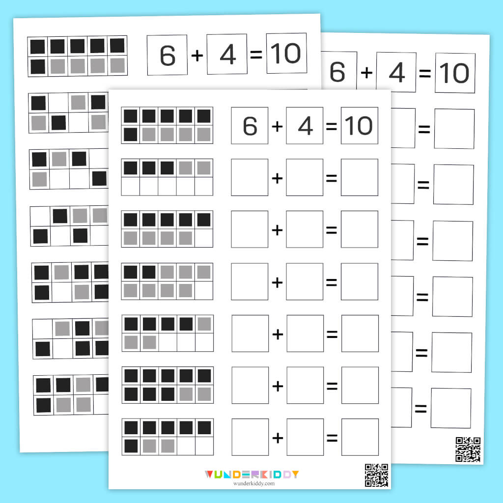Printable Compose Numbers to 10 Visual Addition Practice for Kids