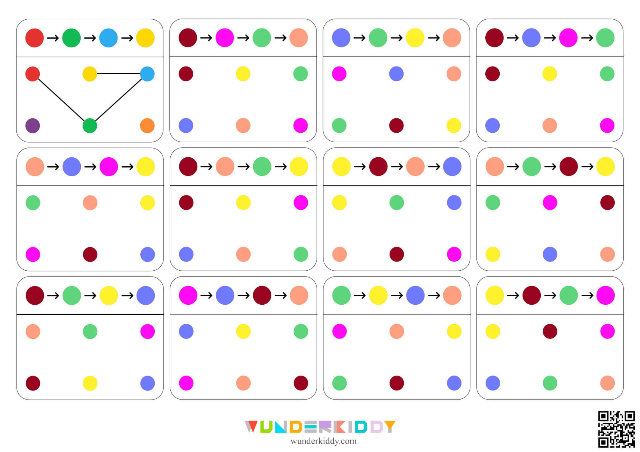 Printable Connect the Dots by Color Sequence Worksheets