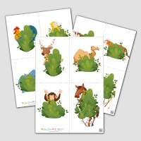Activity sheet «Who is hiding behind a bush?» - Download or print for free
