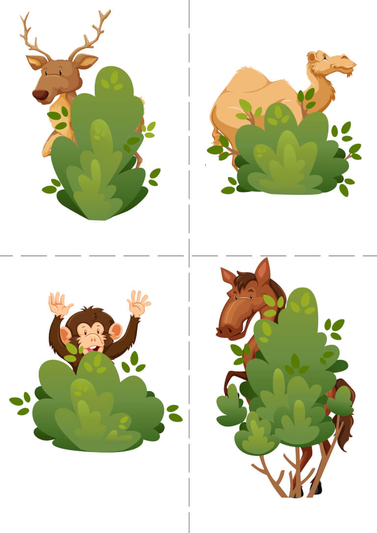Activity sheet «Who is hiding behind a bush?» - Download or print for free