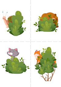 Activity sheet «Who is hiding behind a bush?» - Download or print for free