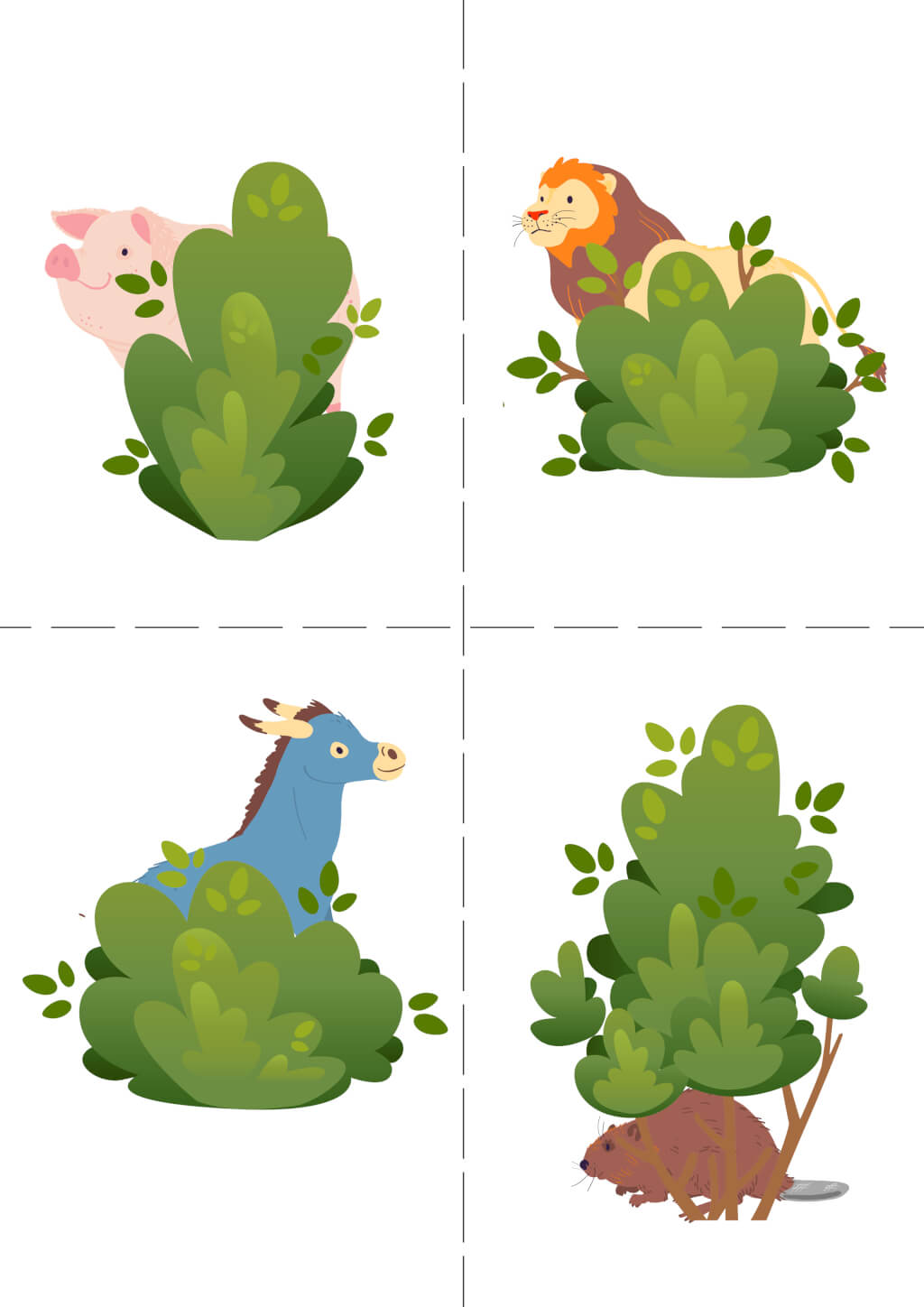 Activity sheet «Who is hiding behind a bush?» - Download or print for free