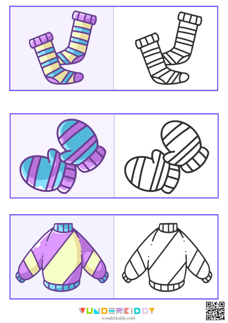 Winter Clothes Printable Coloring Page PDF