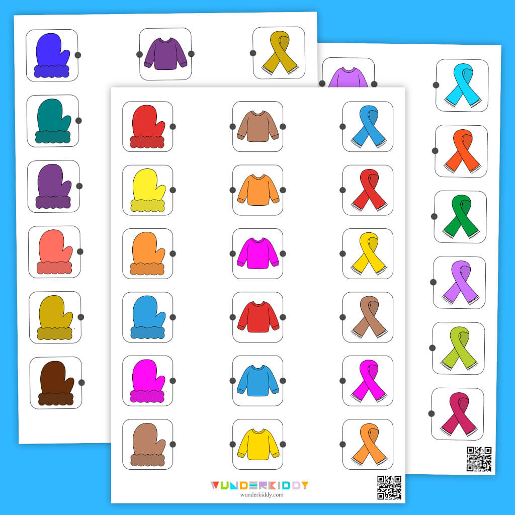 Printable Winter Clothes Color Matching Activity for Toddlers PDF
