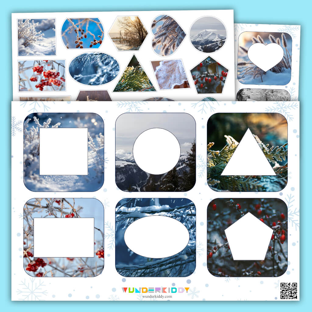 Printable Winter Shapes Matching Game for Preschool Education