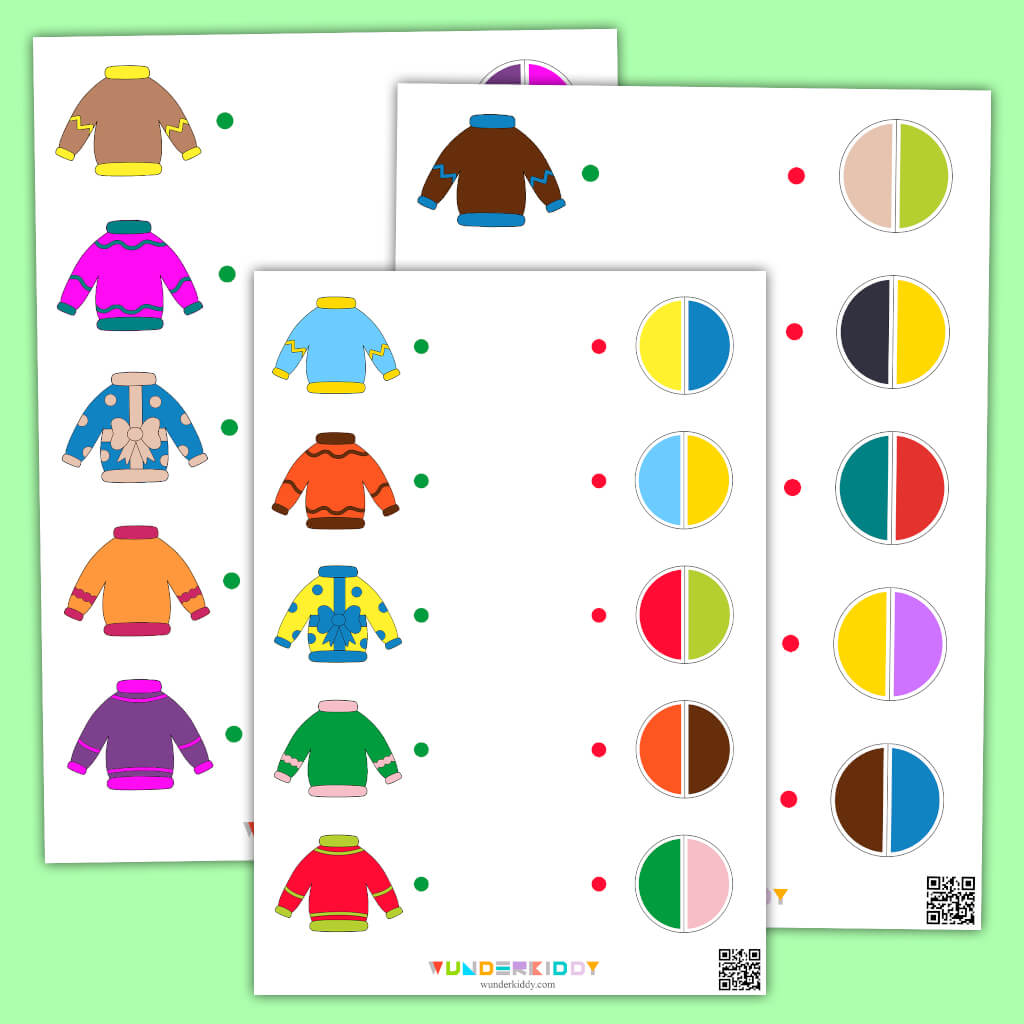 Printable Winter Sweater Color Identification Pre-K Worksheet