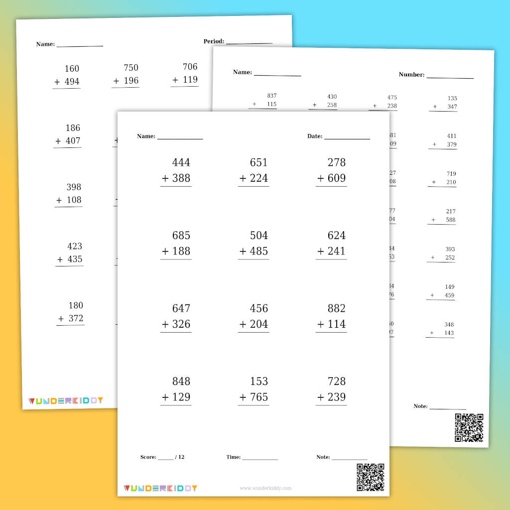 Adding 3-Digit Numbers in Columns with Regrouping